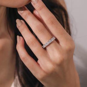 14K Solid Gold Eternity Ring, Lab Grown Diamond Ring, Band Stack Ring for Women, Stackable ...