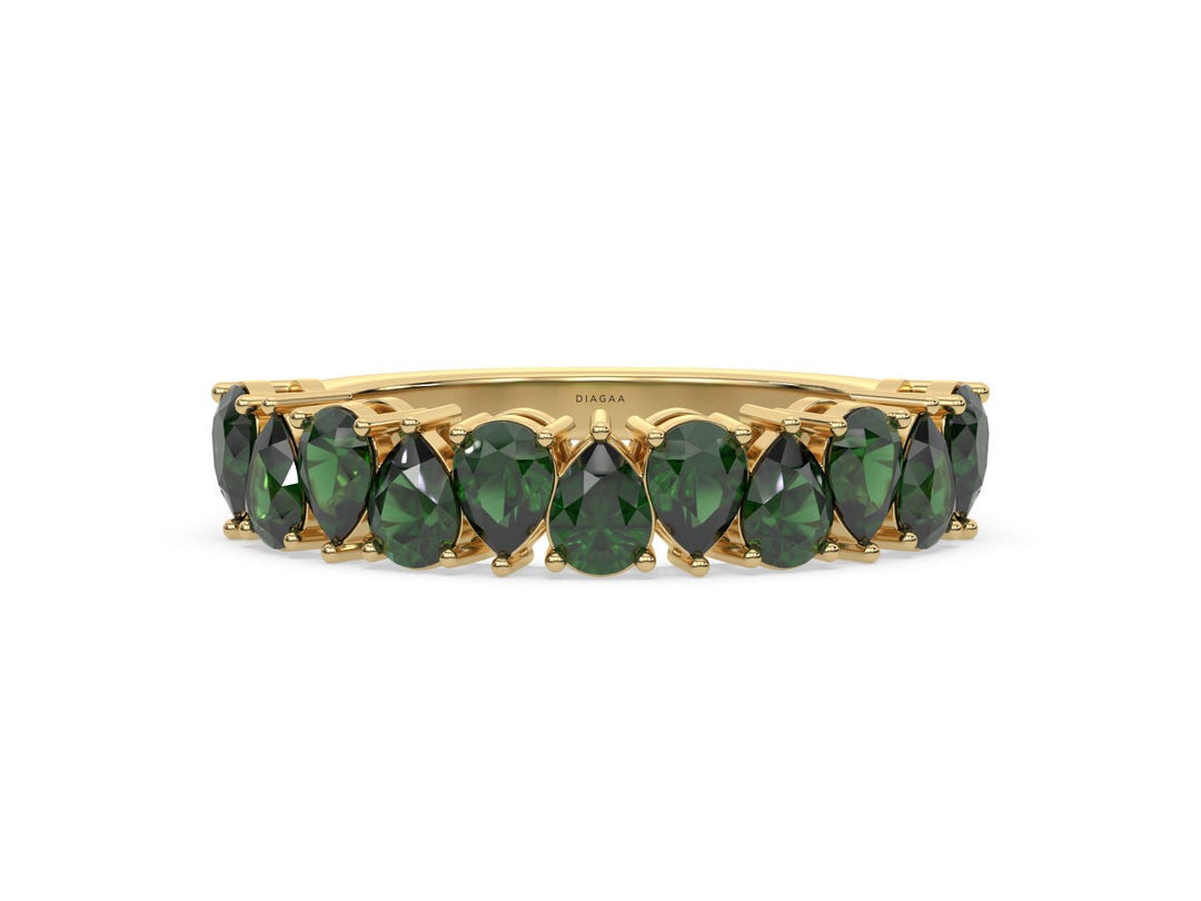 14K Gold Eternity Ring, Emerald Wedding Band Stacking Ring, Infinity ...