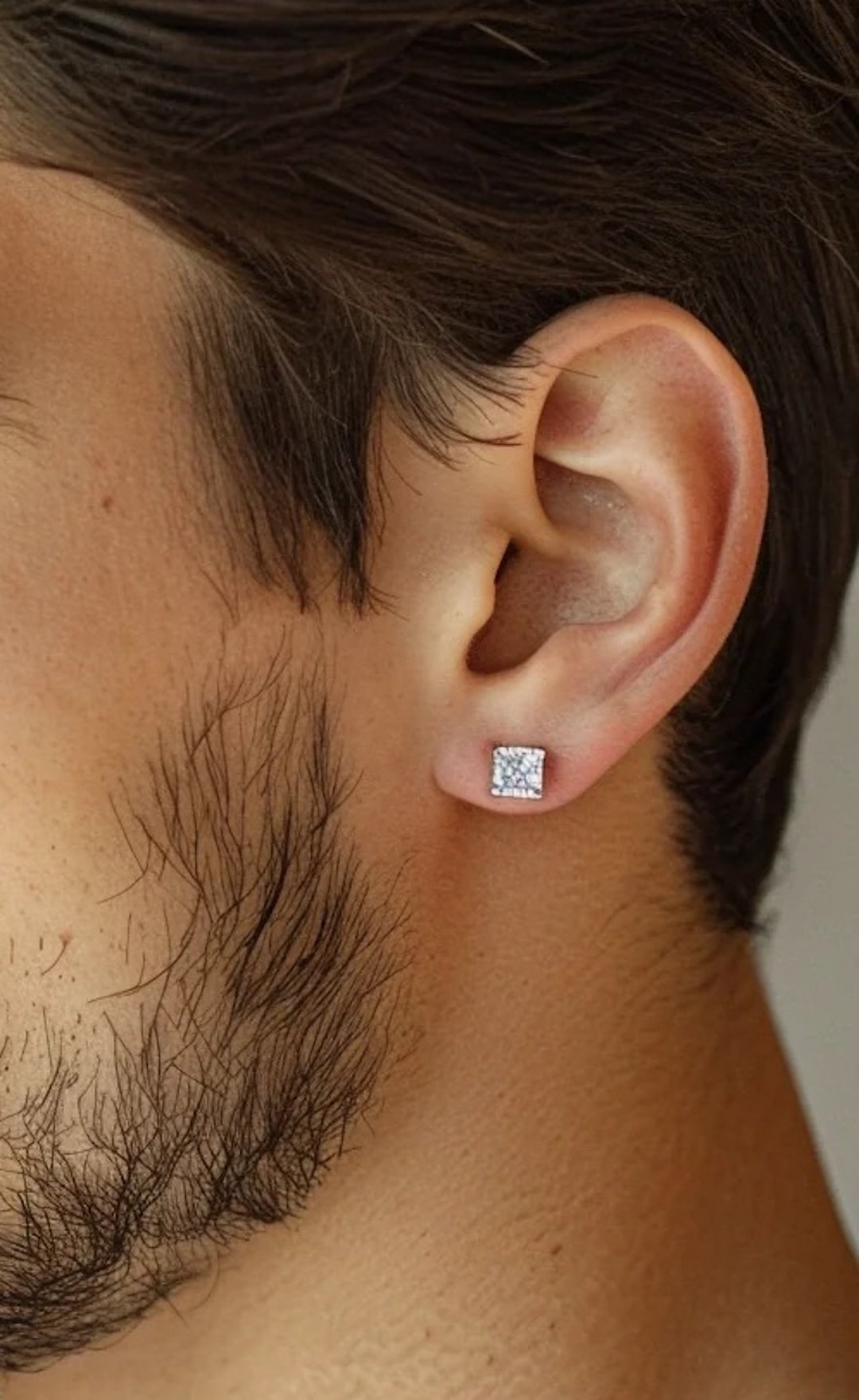 Princess Diamond Earring for Men Lab Grown Diamond Stud Earring, Men ...