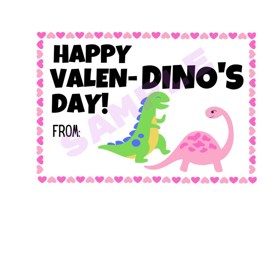 Kids Dinosaur Valenties, School Valentines, Printable Downloadable ...