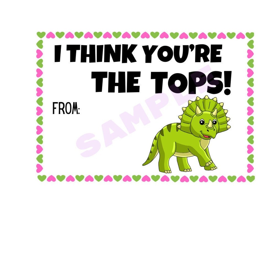 Triceratops Valentines, Dinosaur Valentines, Printable, Downloadable ...