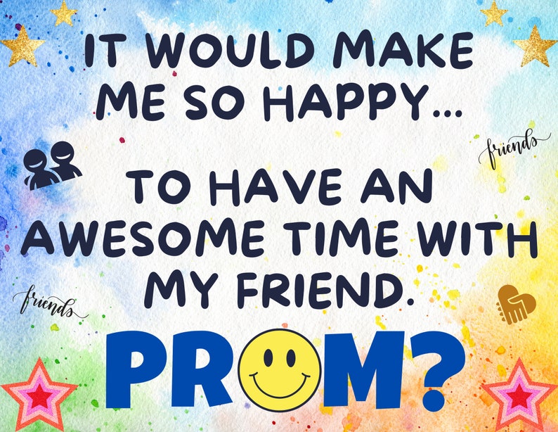 Friend Promposal, Prom Invitation for a Friend, Friend Prom Invite ...