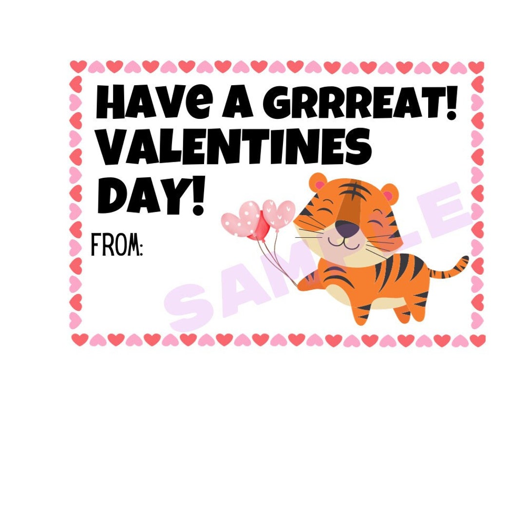 Tiger Valentines, Cute Animal Valentines for School, Preschool ...