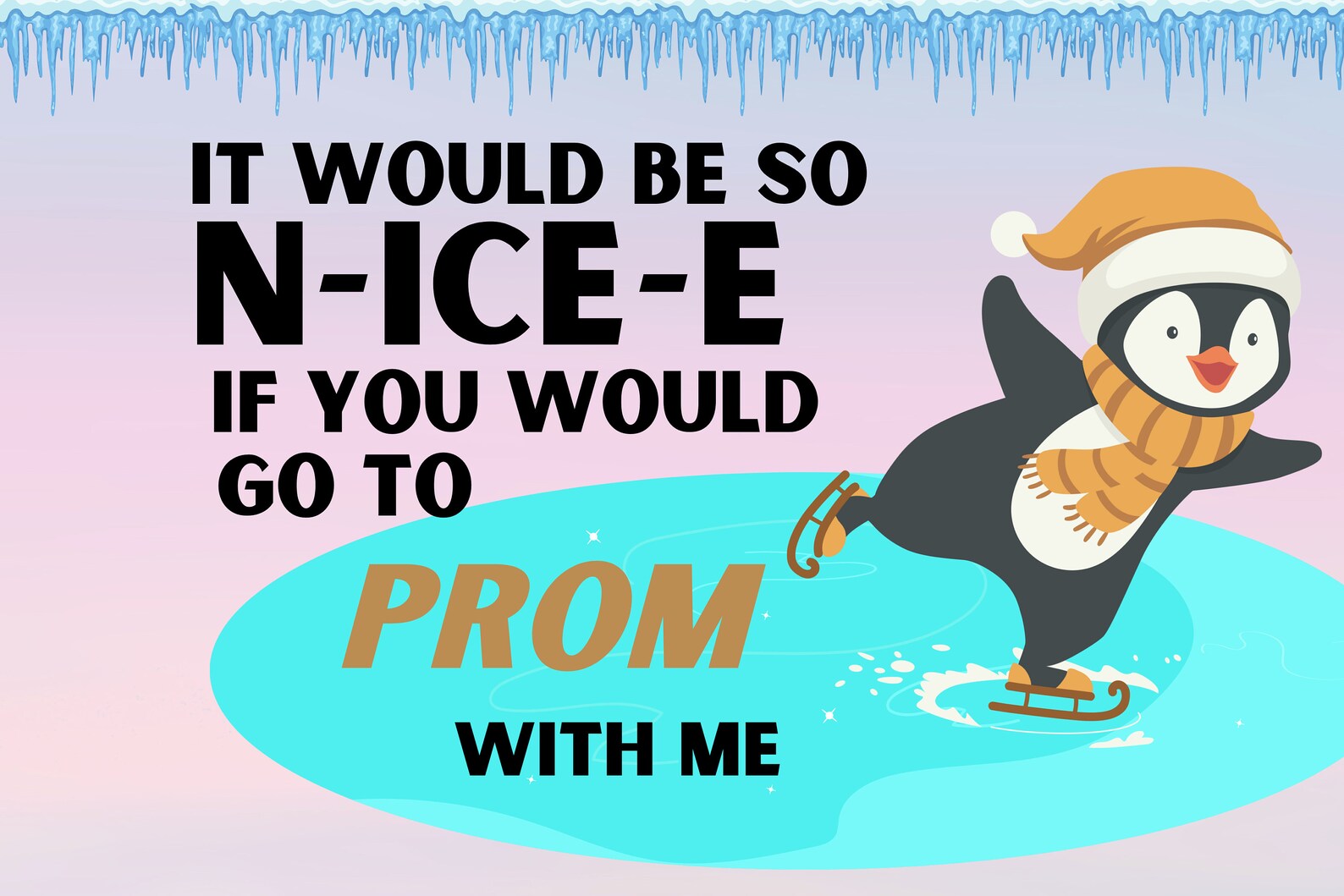 Skating Penguin Promposal Poster, Prom Posal, Penguin Promposal - Etsy