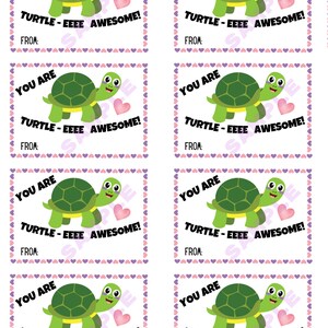 Turtle Valentines, Digital Printable Valentines for Kids, School ...