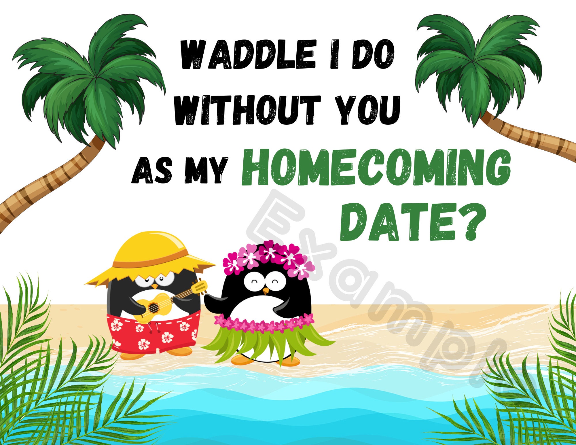 Penguin Themed Homecoming Proposal, Digital Homecoming Poster, HOCO Ask ...