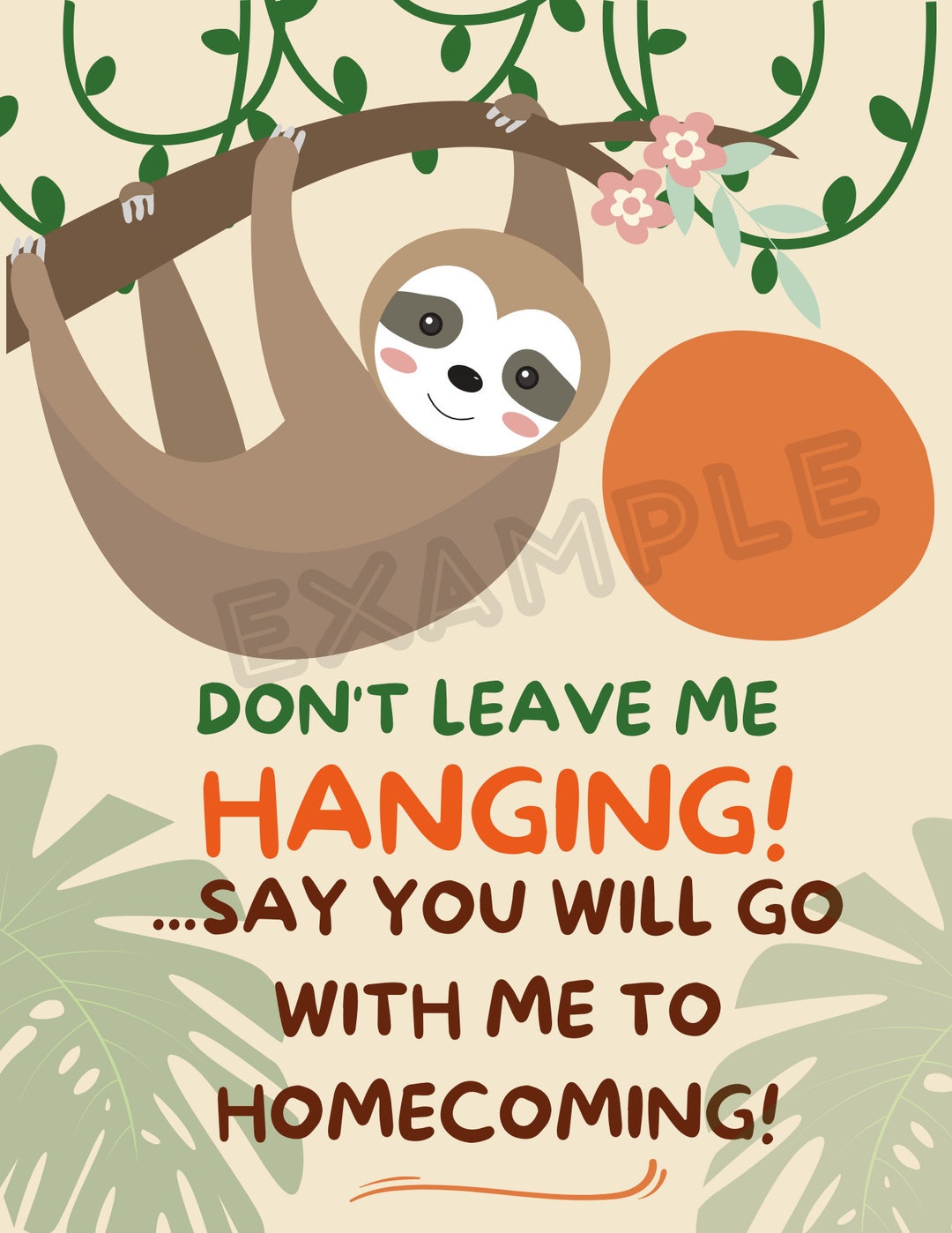 Homecoming Proposal Featuring Sloth, Animal Homecoming Poster, HOCO Ask ...