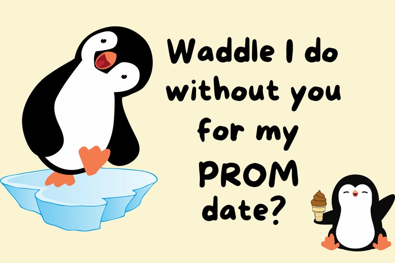 Penguin Promposal, Promposal Poster, Promposal Sign, Prom Posal With ...