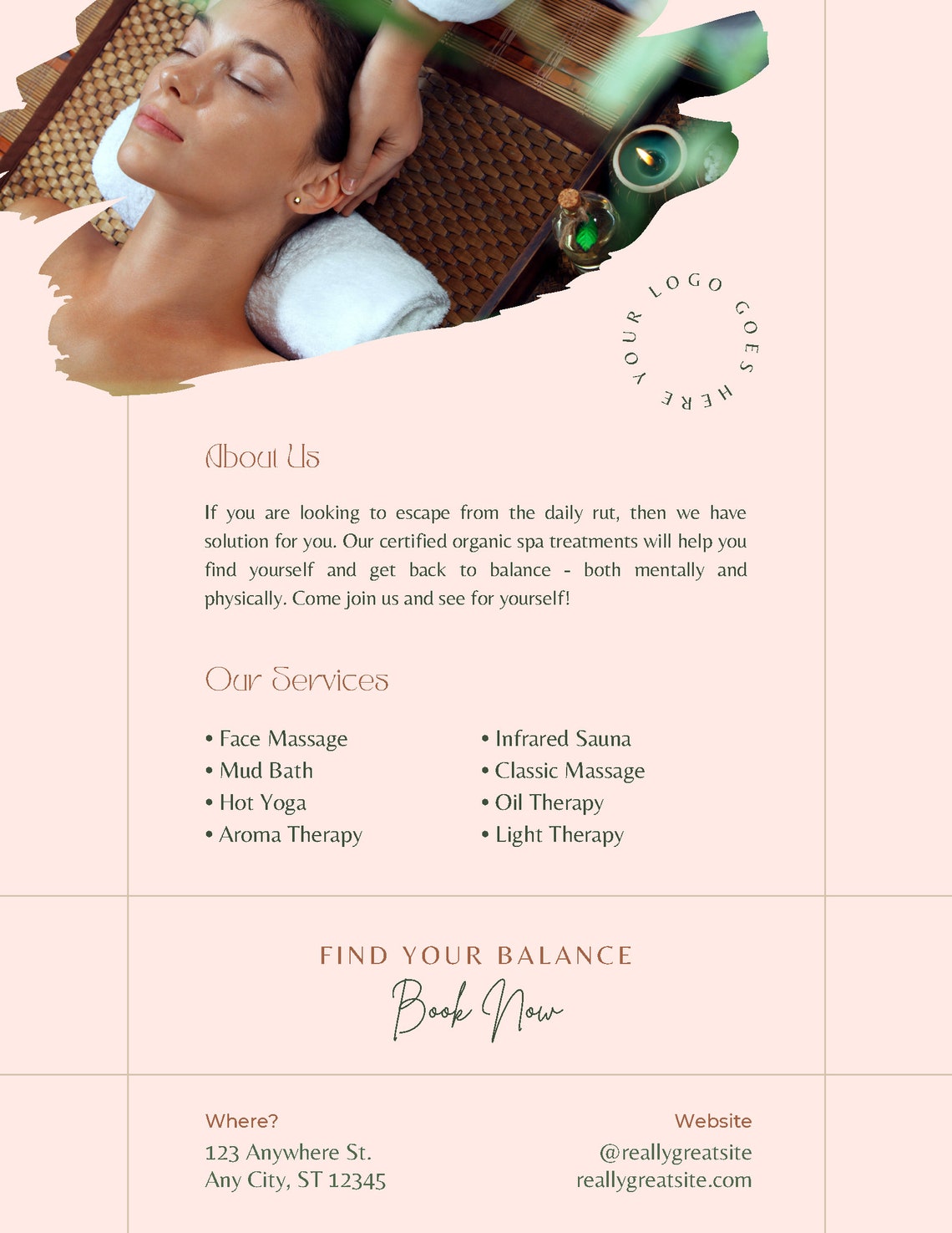 Spa Printable, Spa Flyer, Spa Digital Download, Customizable Download ...