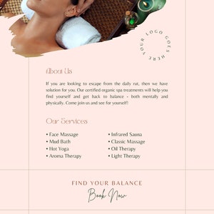 Spa Printable, Spa Flyer, Spa Digital Download, Customizable Download ...
