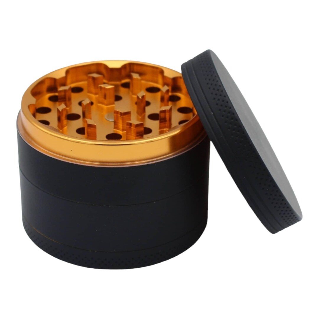 2.5 Inch Herb Grinder Matte Black and Gold Aluminum Weed Grinder 4 ...