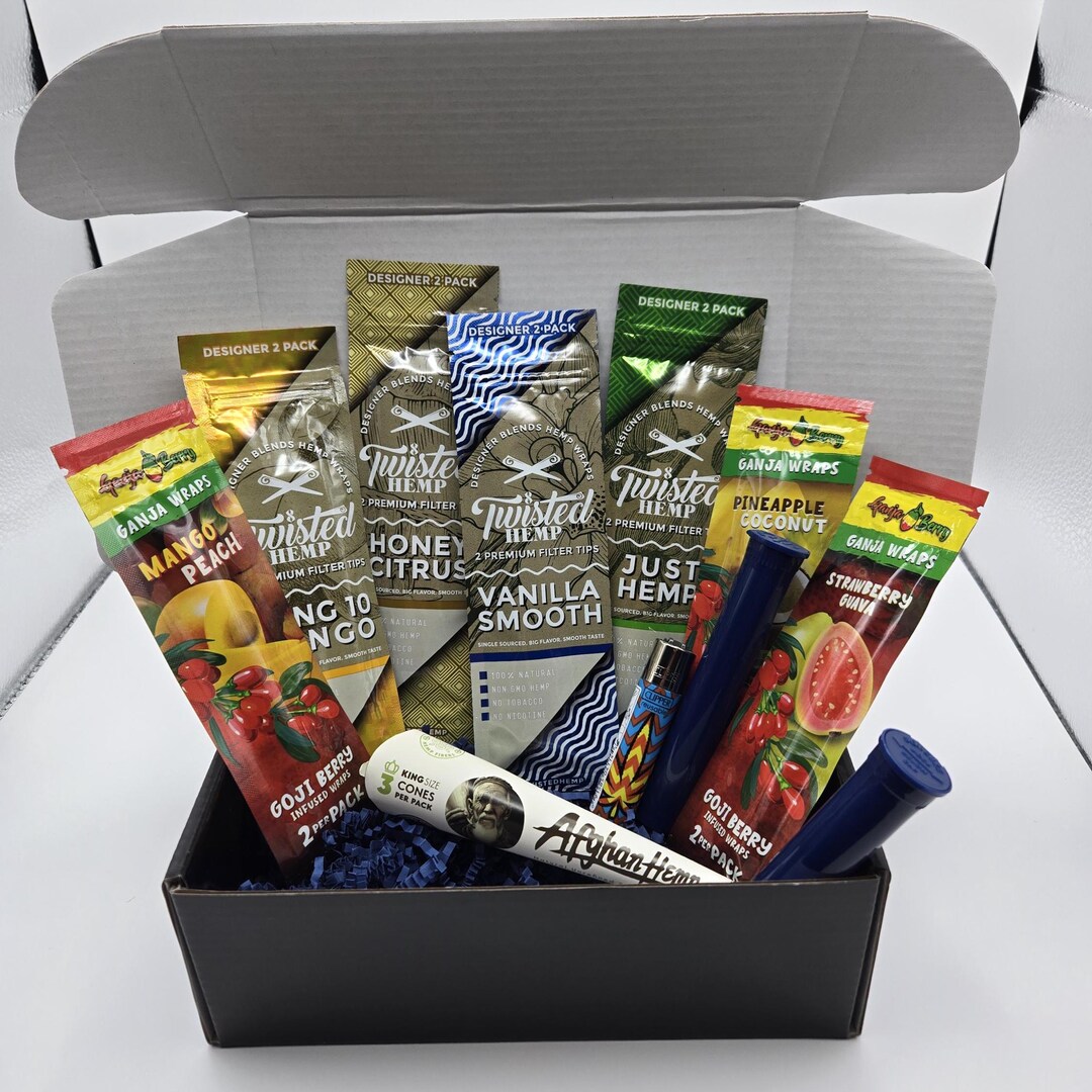 Gift Box TWISTED HEMP X GANJA Berry Sampler Box 7 Packs 14 Wraps, 3 ...