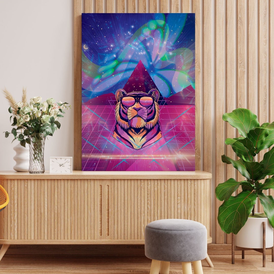 Retro Cosmic Tiger Poster Cosmic Wall Art Retro Futuristic - Etsy