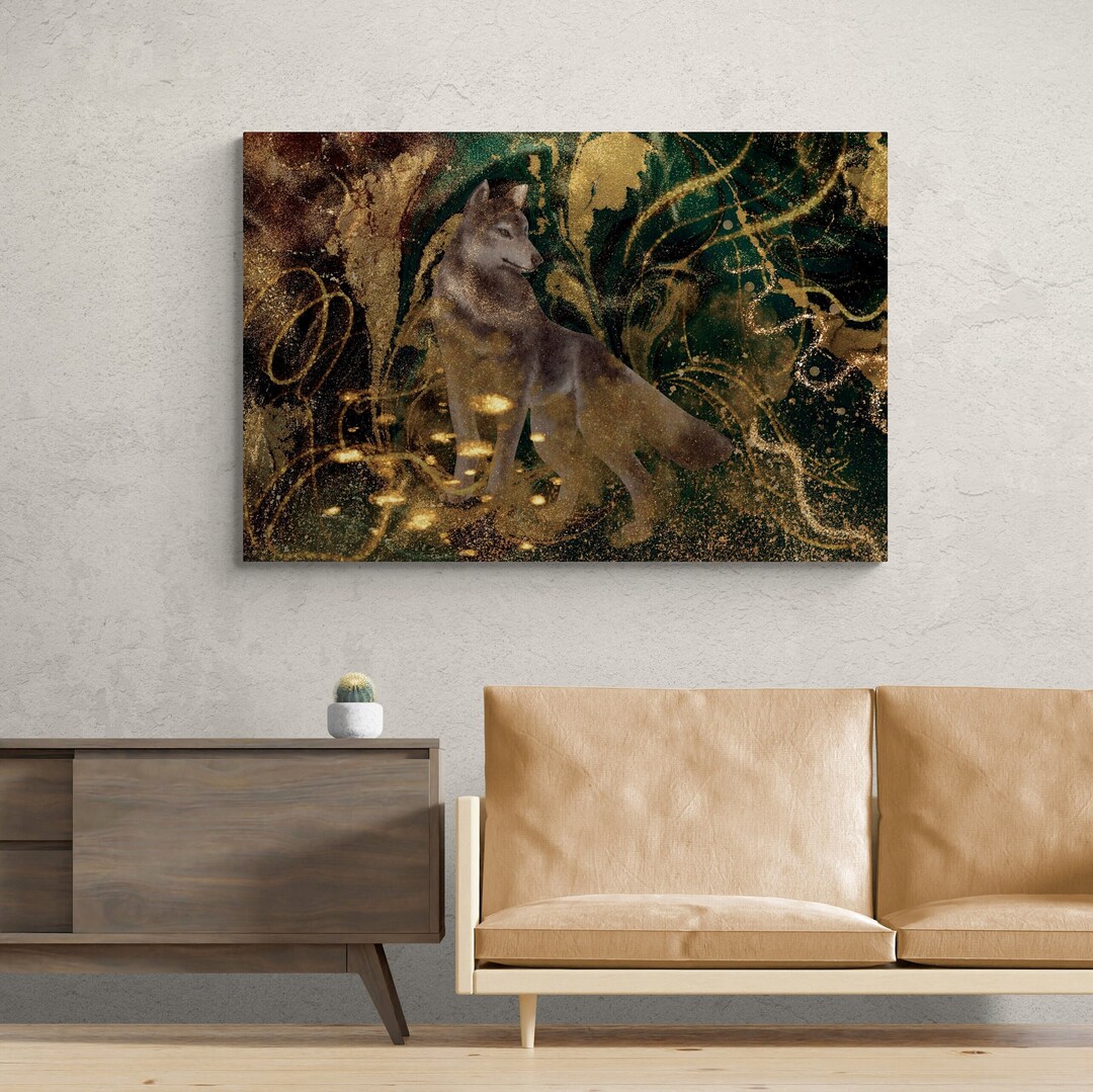 Abstract Grey Wolf Art | Mystical Wolf Digital Art Print | Colorful ...