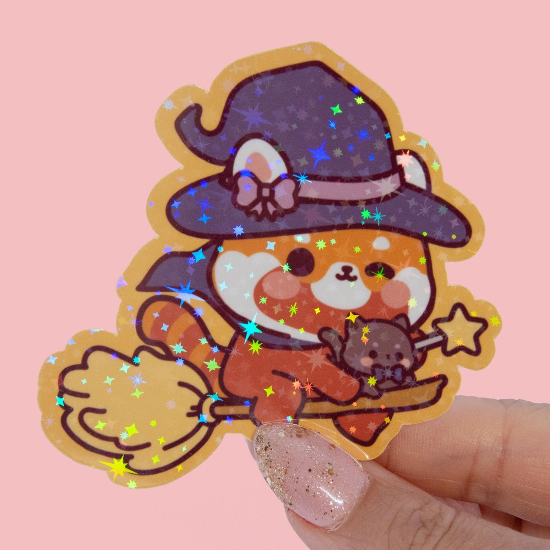 Halloween Red Panda Sticker Holographic Waterproof Vinyl Sticker ...