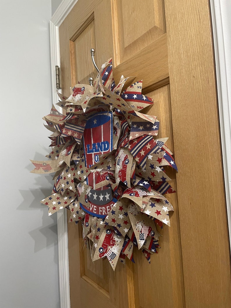 Memorial Day Red White and Blue Patriotic Wreath Multi Color - Etsy