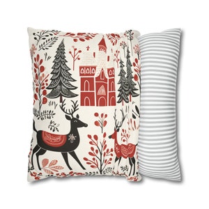 Scandinavian Christmas Pillow Cover, Nordic Folk Art Design, Christmas ...