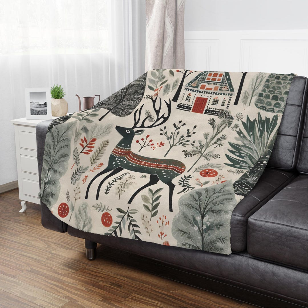 Scandinavian Christmas Minky Blanket, Norwegian Christmas Blanket ...