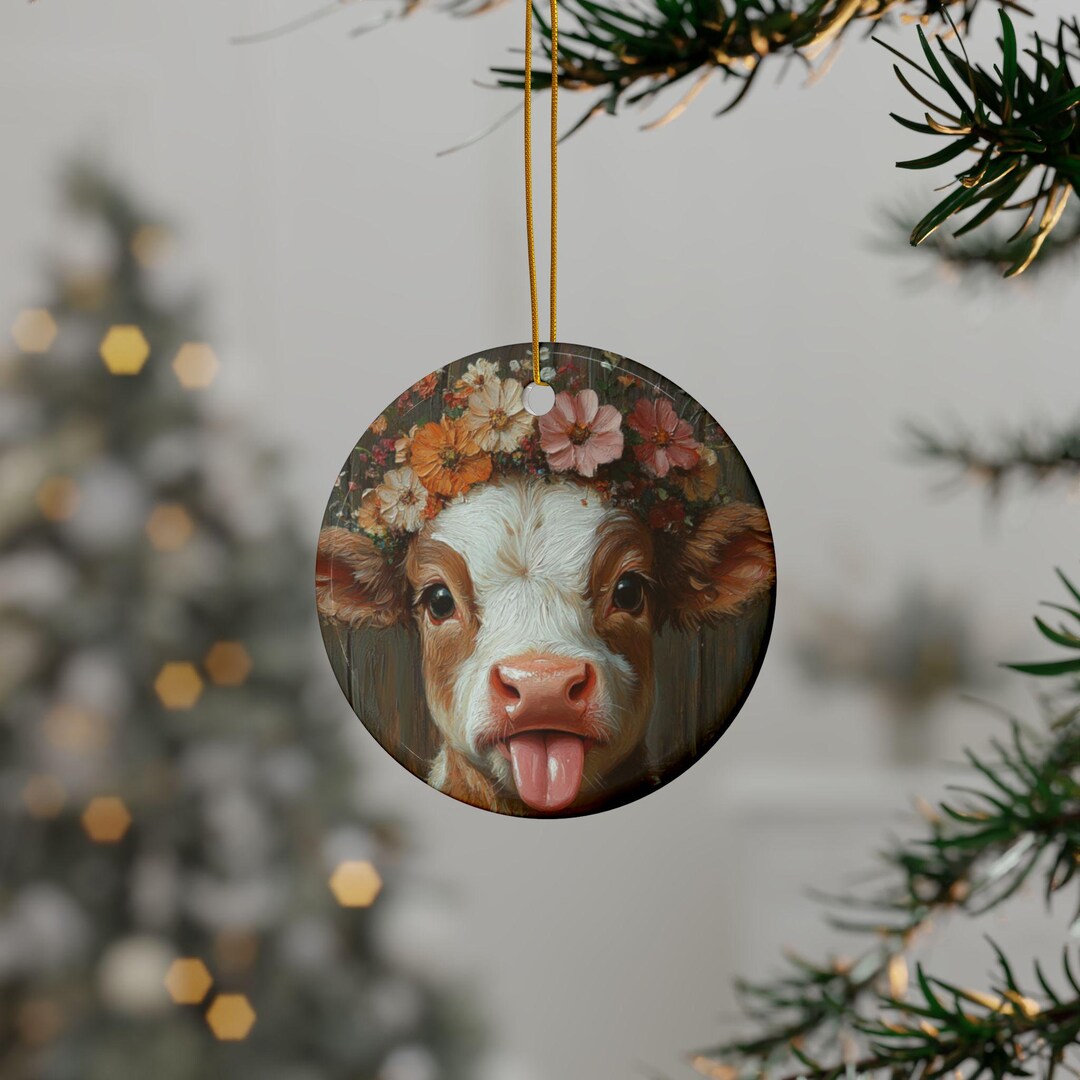 Mini Cow Ornament, Mini Cow Farm Ornament, Homestead Ornament, Cute ...