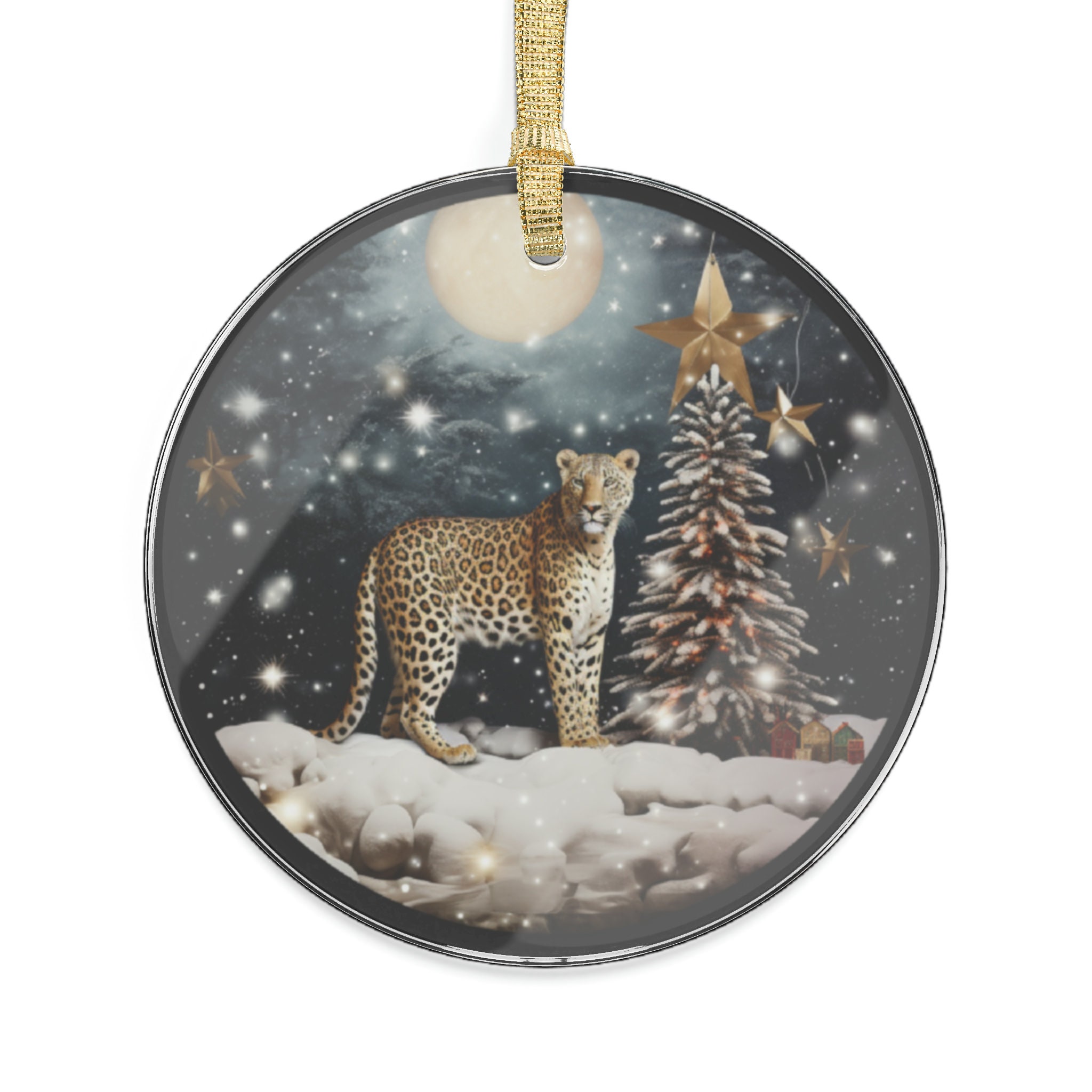 Leopard Print Ornament, Zoo Animal Ornaments in A Snowy Scene ...