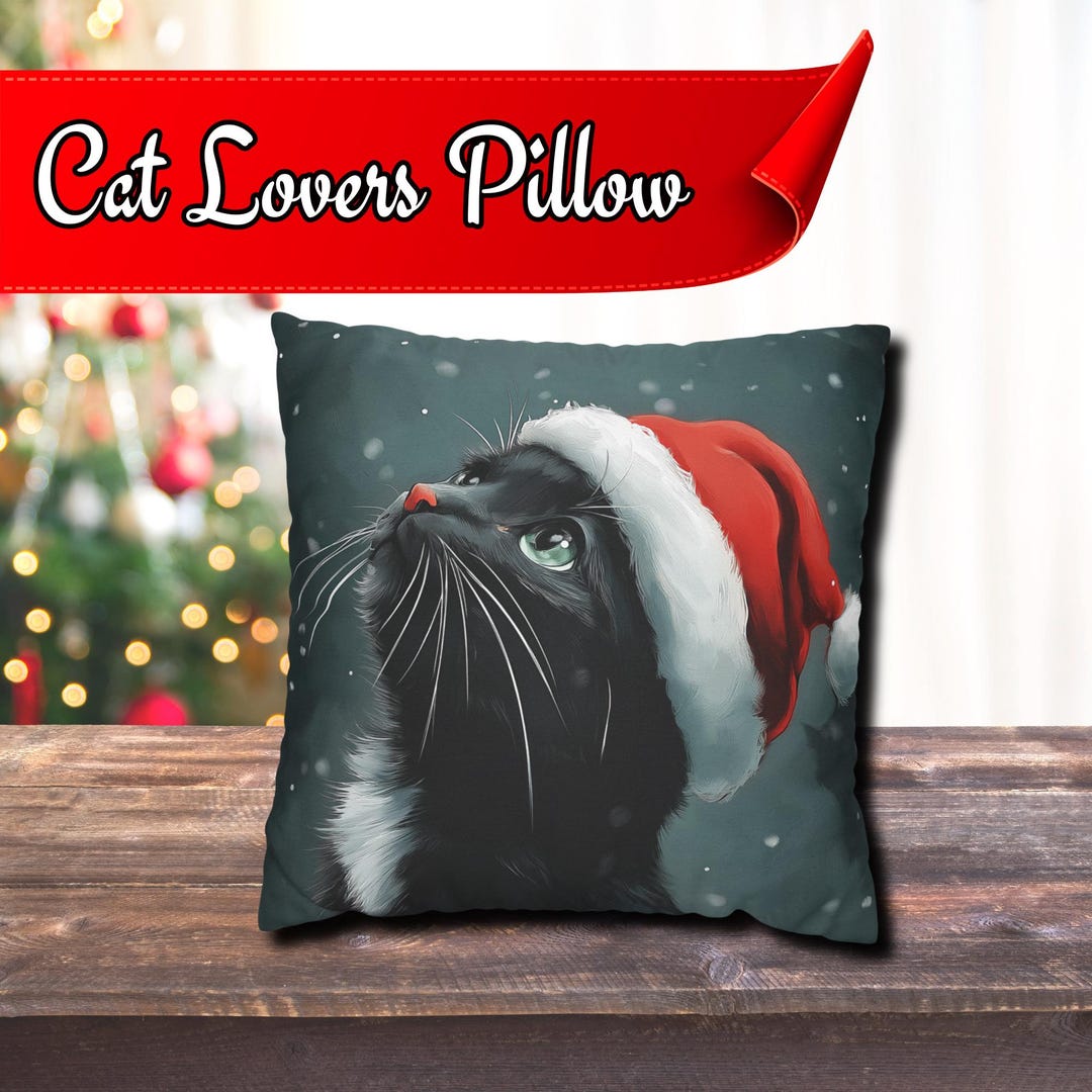 Christmas Cat Pillowcase, Cat Lovers Christmas, Cat Design Home Decor ...