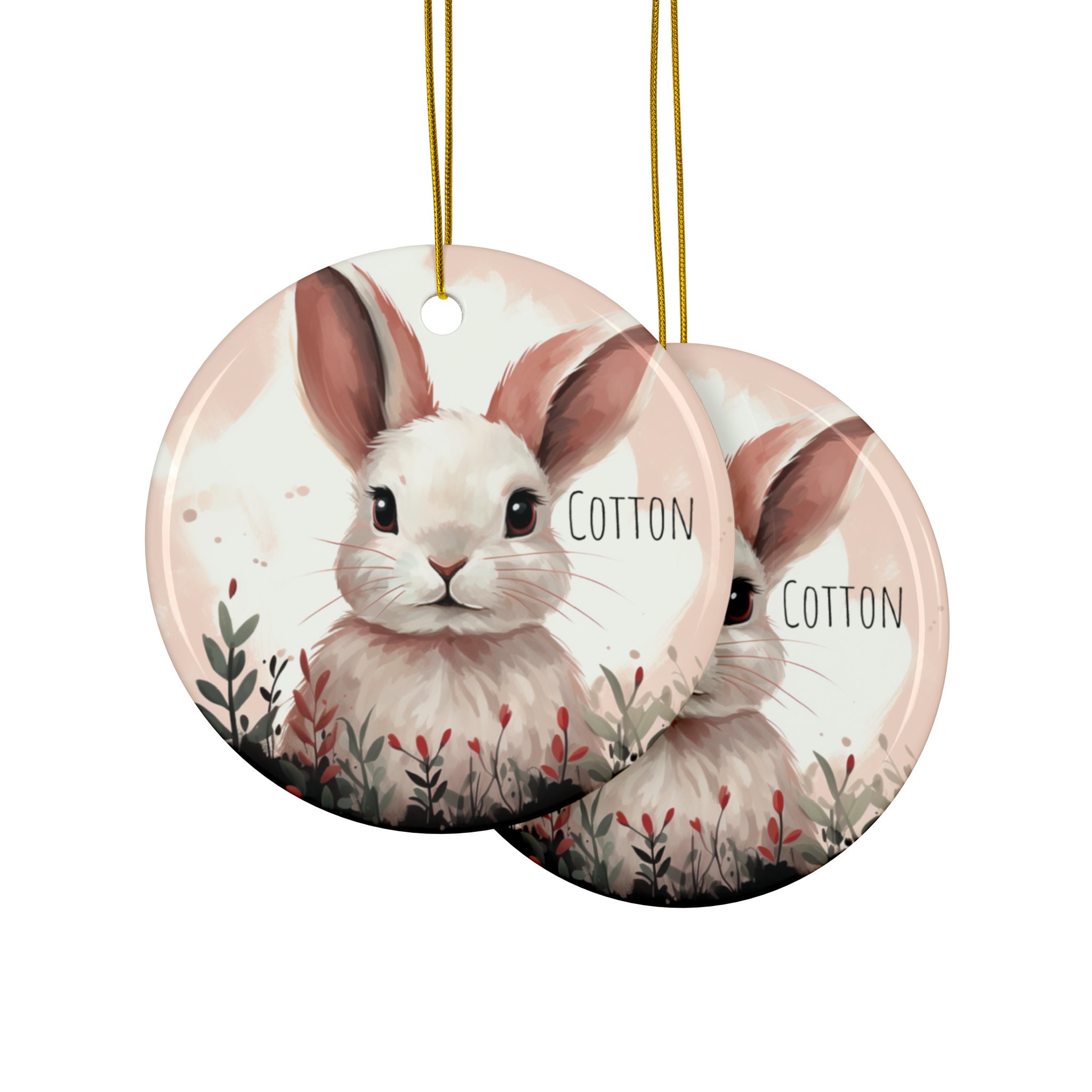 Personalized Sweet Bunny Ceramic Ornaments 1pc, 3pcs, 5pcs, 10pcs ...