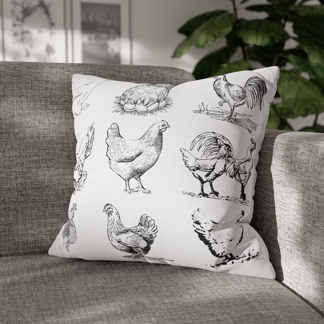 Chicken Square Pillow Case, Chicken Home Decor, Chicken Pillow Case ...