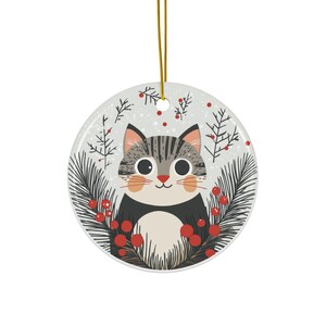 Scandinavian Cat Ceramic Christmas Ornament, Scandinavian Christmas ...