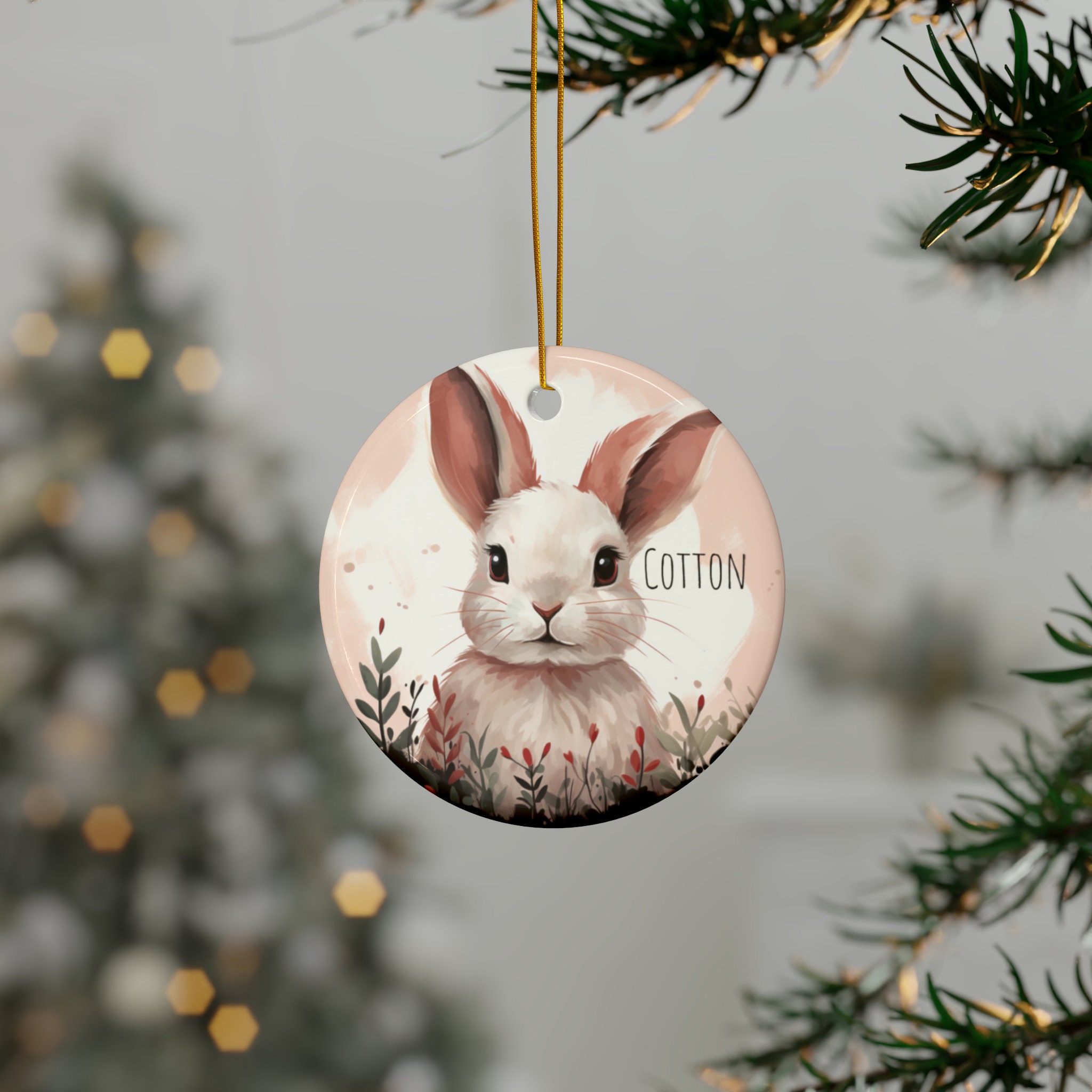 Personalized Sweet Bunny Ceramic Ornaments 1pc, 3pcs, 5pcs, 10pcs ...