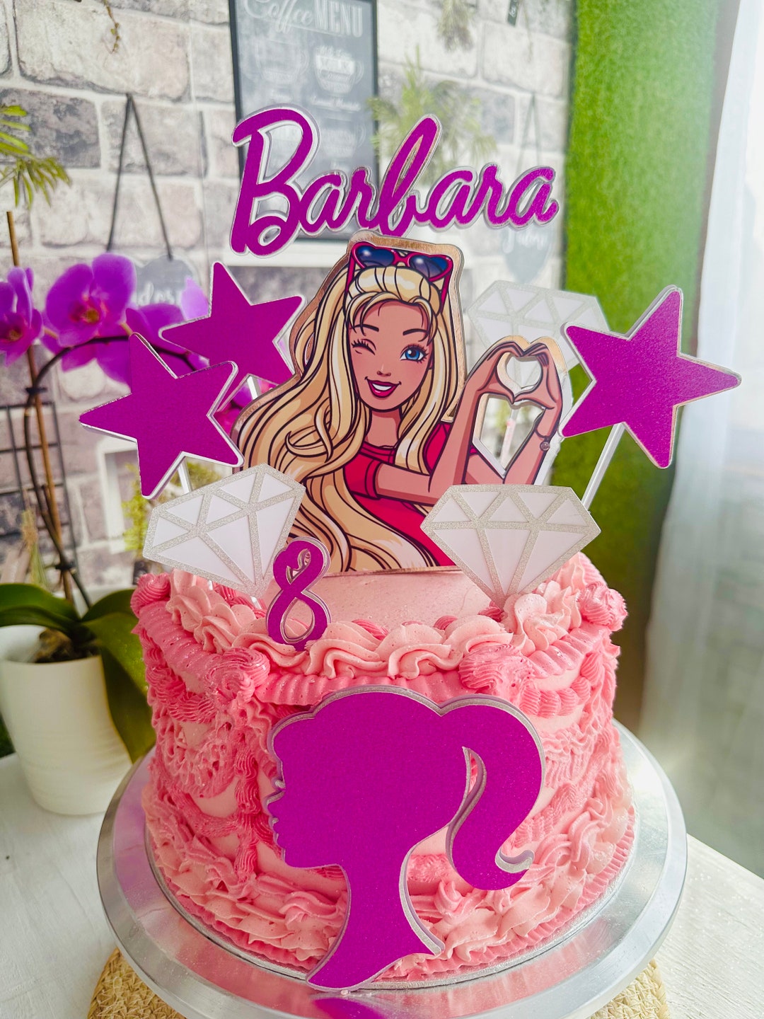 Barbie Cake Topper Pink With Diamonds - Etsy