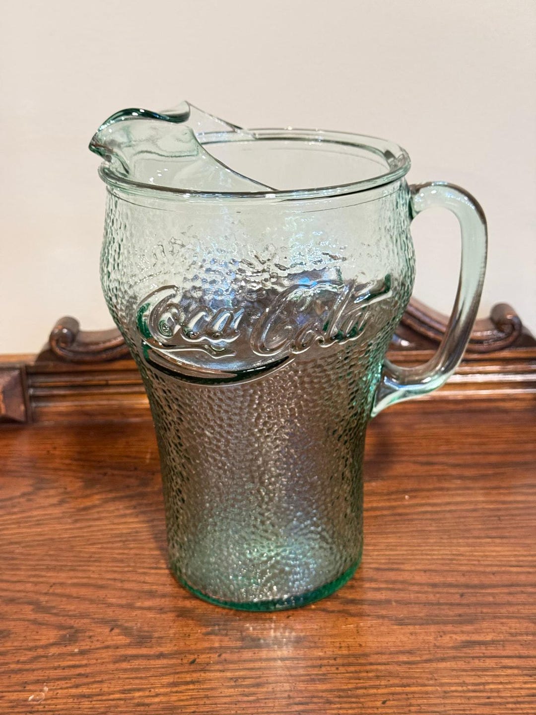Vintage Coca Cola Coke Indiana Glass Green Pebble Glass #6166 Pitcher W ...