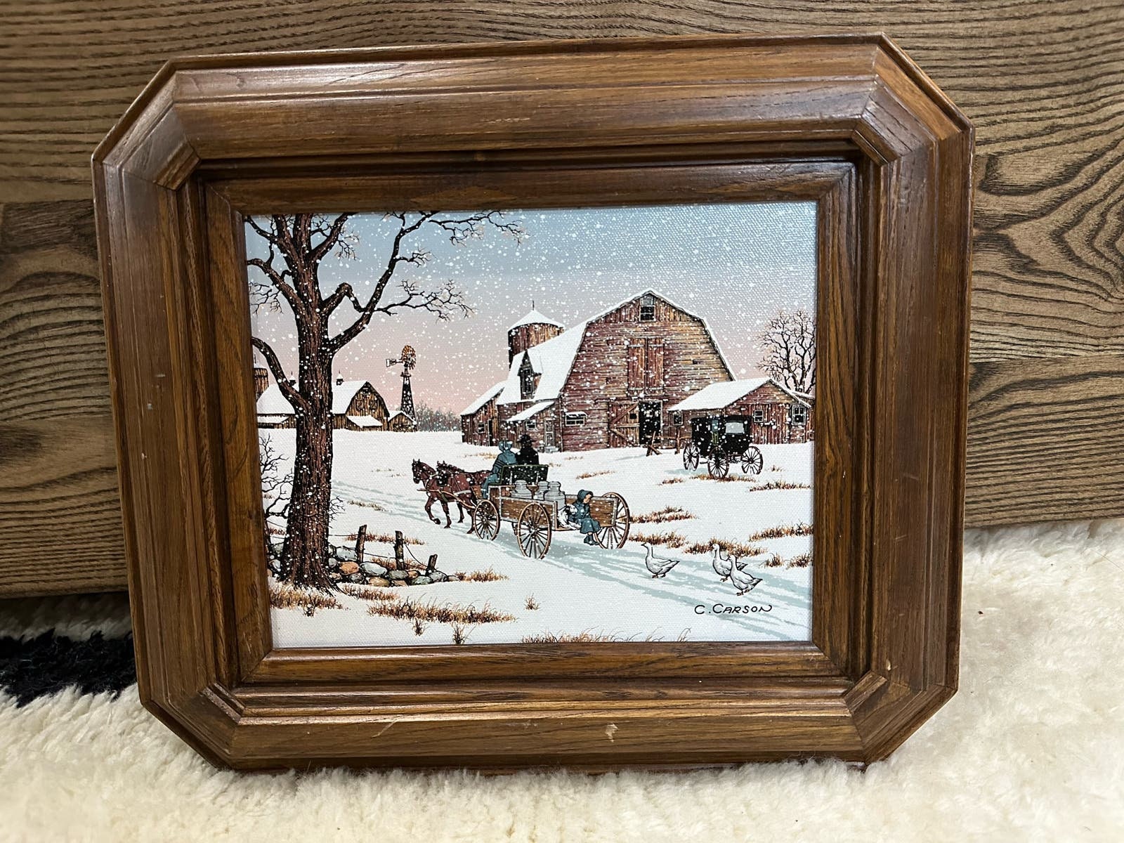Vintage C. Carson Signed Oil Painting amish Winter Small 8x10 Frame - Etsy