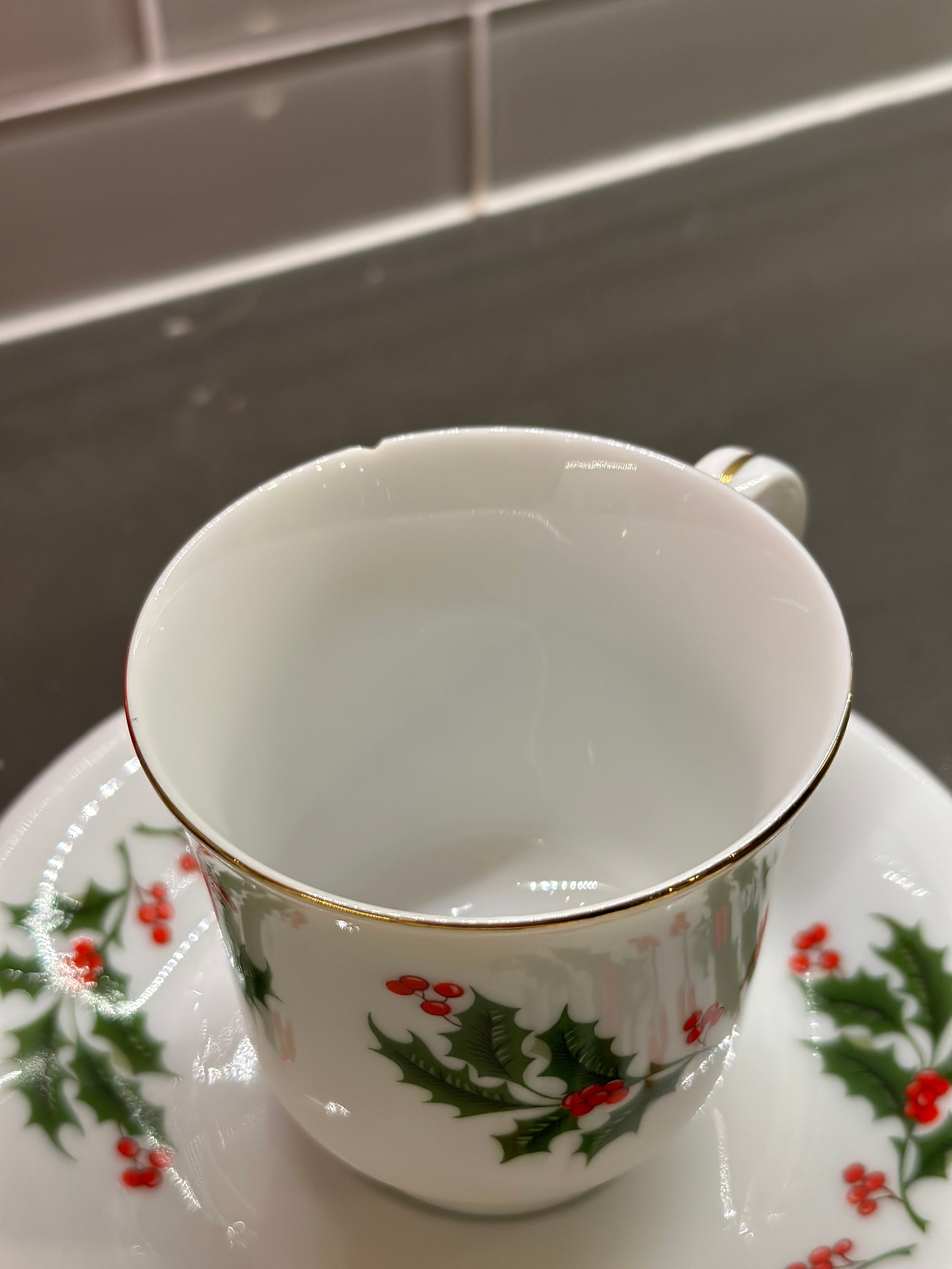 Vintage Porcelain Ware 12 Pc. Set Christmas Dinner Ware Holly Berry ...