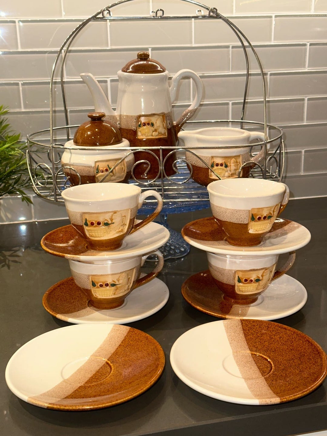 15pc Vintage Ceramic Coffee/tea Set W/caddy - Etsy