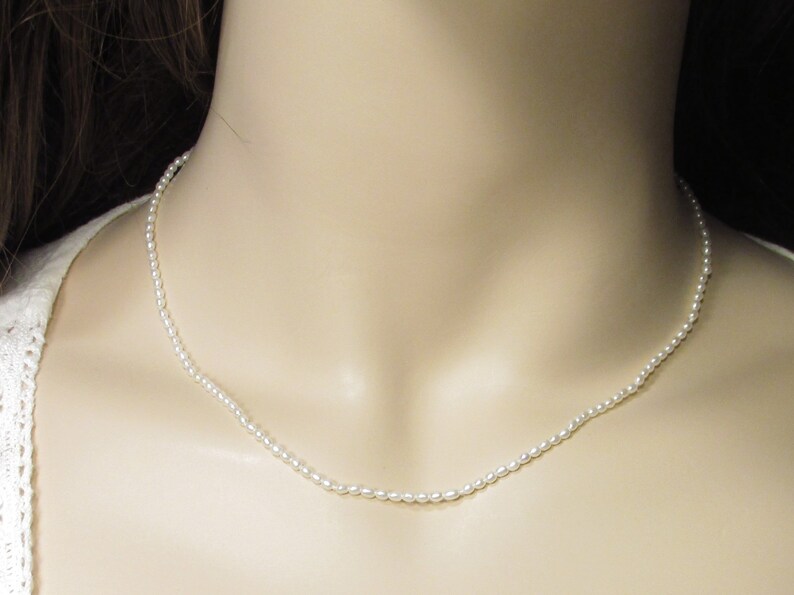 Tiny 2mm White Seed Pearl Necklace Multiple Strands Dainty Mini Small ...