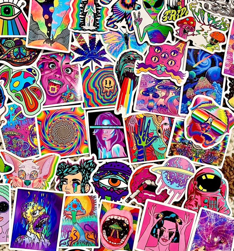 Psychedelic Trippy Sticker Pack - Etsy