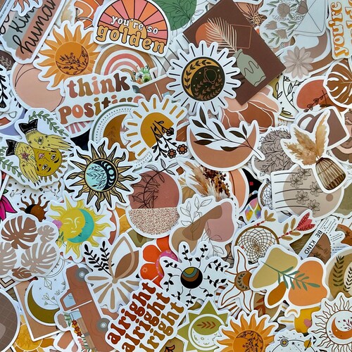 100 Cute Boho Stickers Retro Pack Computer Water Bottle - Etsy