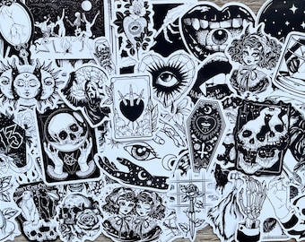 Black and White Goth Sticker Pack - Etsy