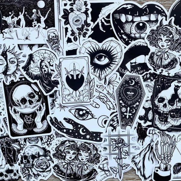 Black and White Sticker Pack - Etsy