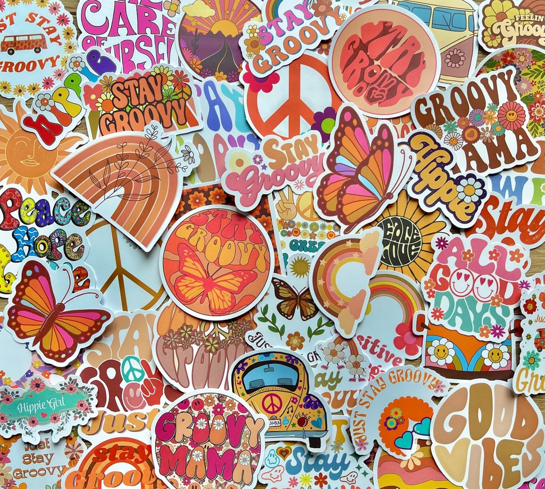 Retro Groovy Sticker Pack - Etsy
