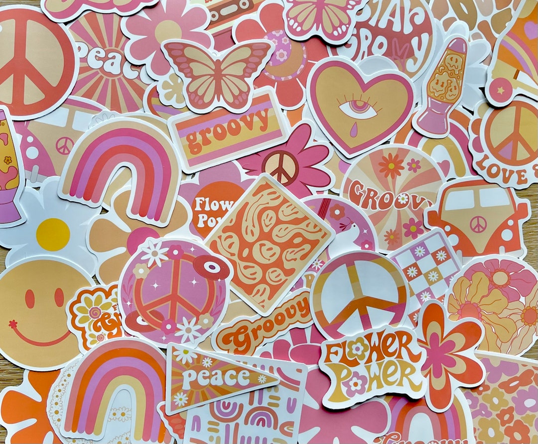Groovy Pastel Sticker Pack - Etsy