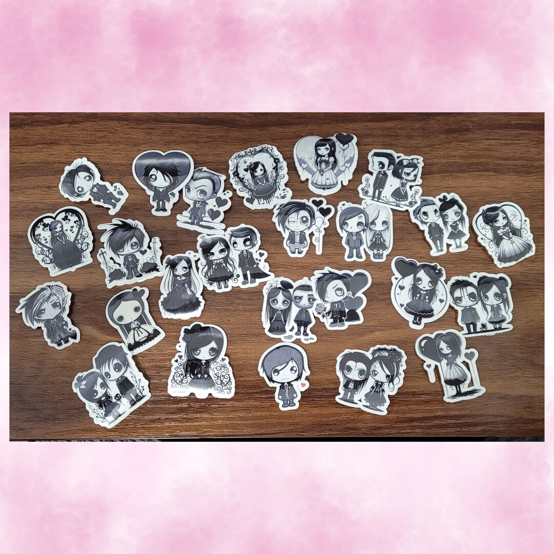 Chibi Goth Valentine Stickers Cute Stickers Pastel Goth - Etsy