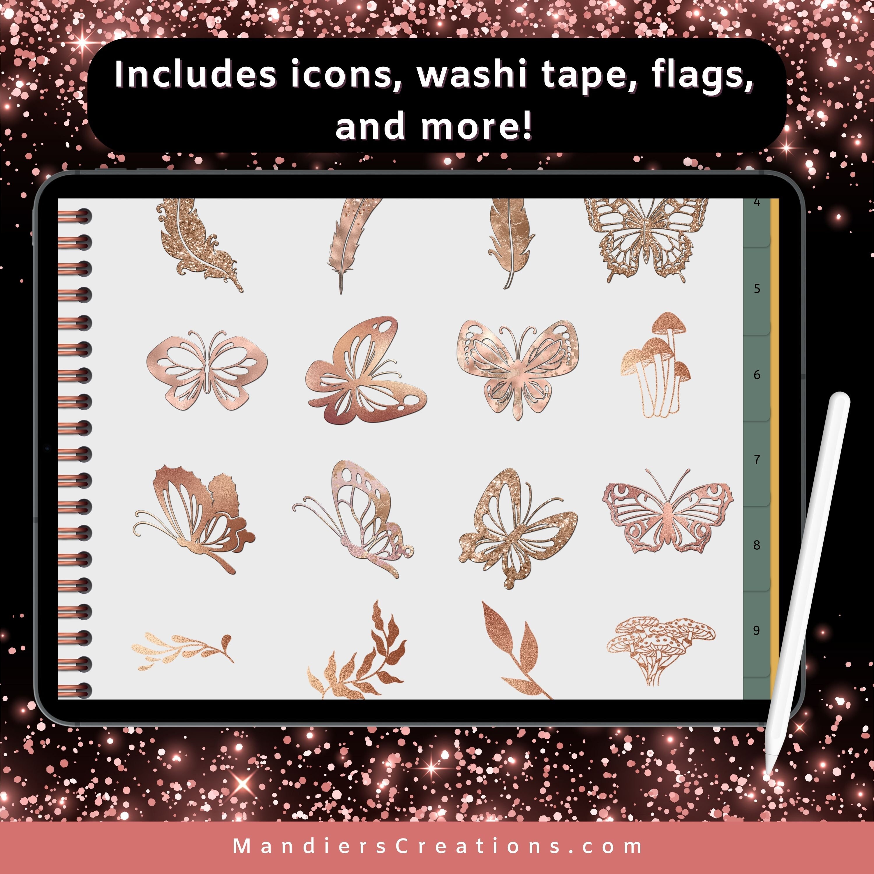 Rose Gold Digital Sticker Bundle Digital Stickers Cute Stickers ...