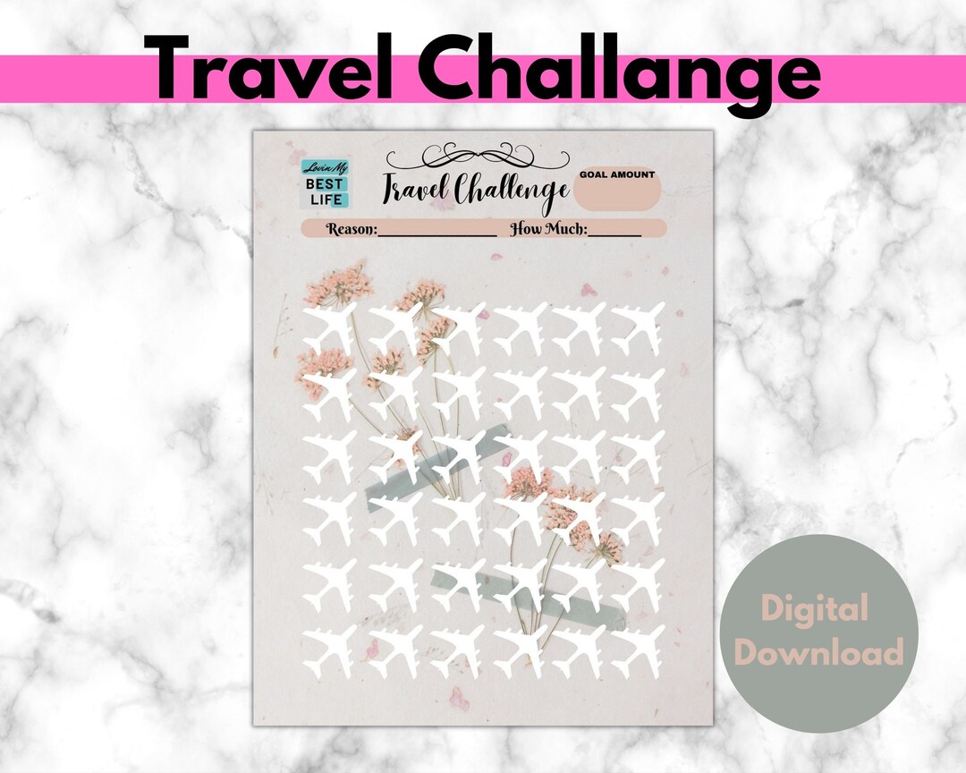 Travel Savings Challenge Printable | Money Challenge | Vacation Savings ...