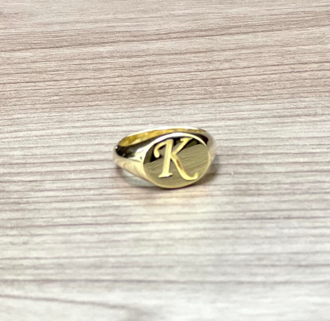 14k Gold Ring, Gold Signet Ring, Initial Womens Signet Ring, Mens Ring ...