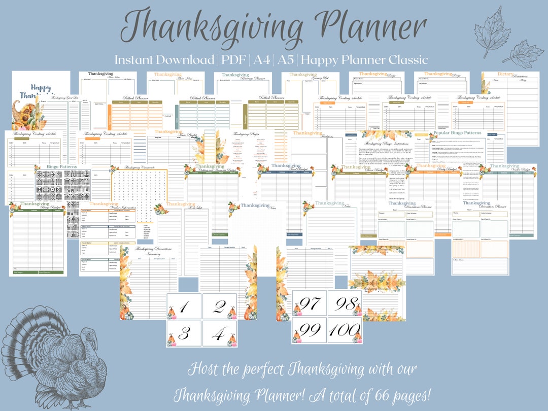 Thanksgiving Planner Printable, Holiday Planner A5, Printable Holiday ...