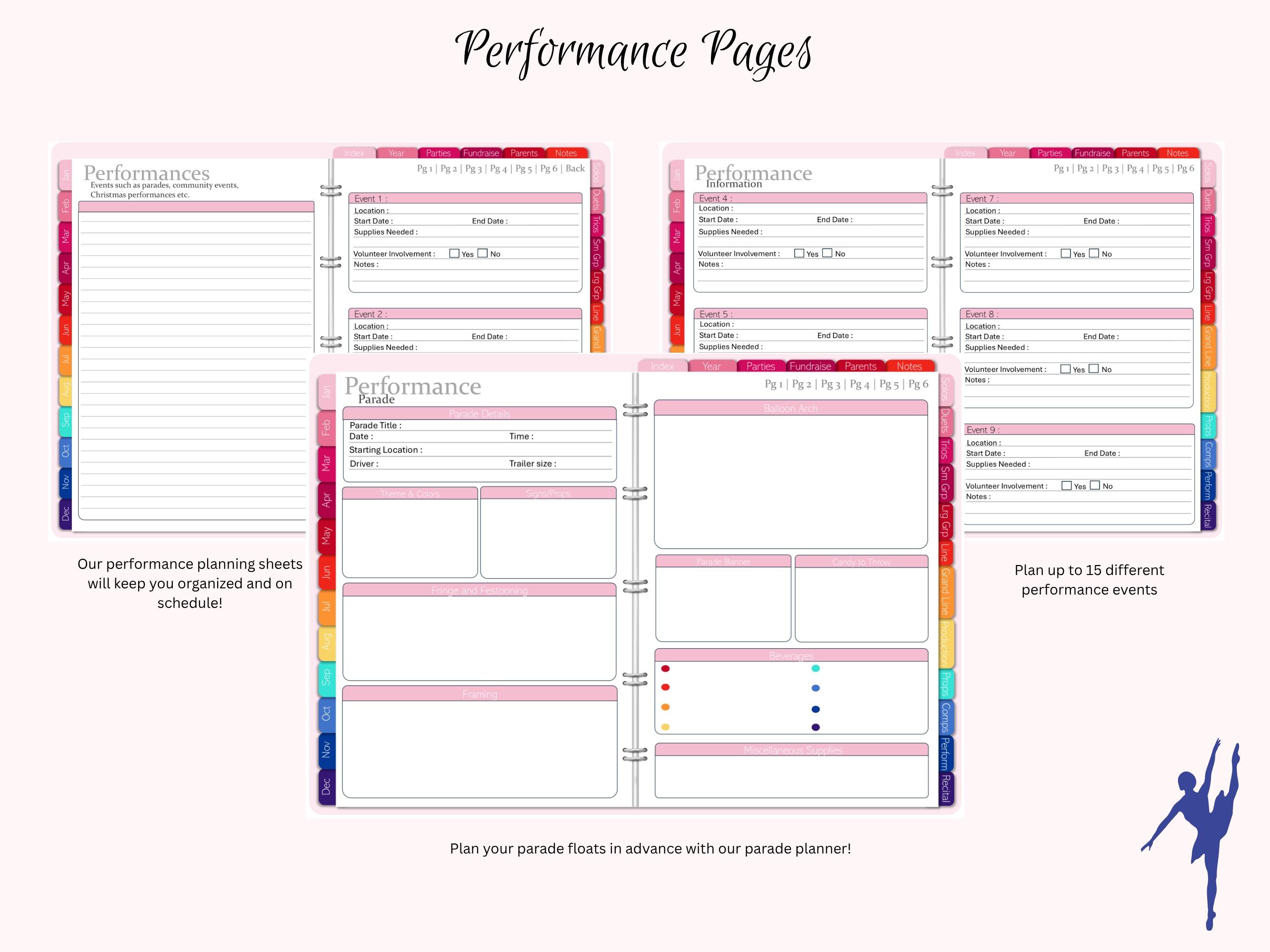 Dance Studio Digital Planner: Choreography, Recital, & Fundraising (PDF ...