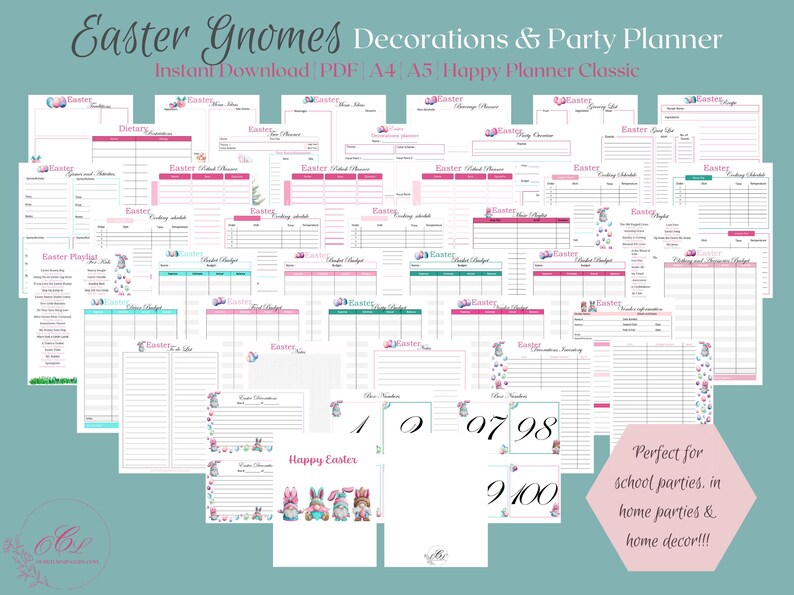 Easter Planner Printable: Party, Food, Decor Organizer (PDF) - Etsy