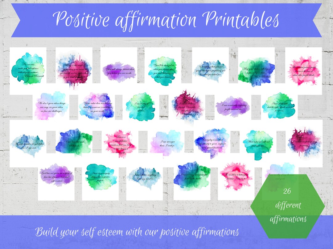 Watercolor Positive Affirmations Printables (digital Download) - Etsy