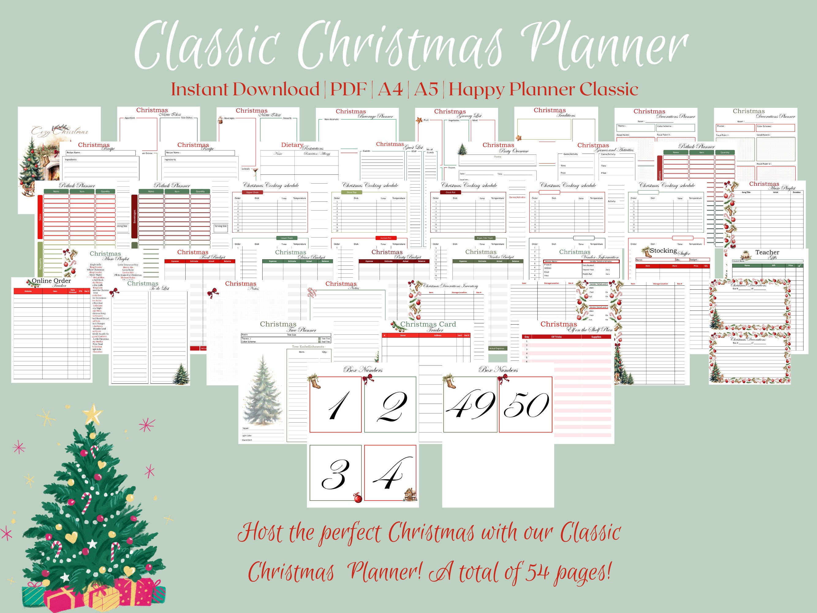 Christmas Planner, Christmas Printable Planner, Holiday Planner, A5 ...
